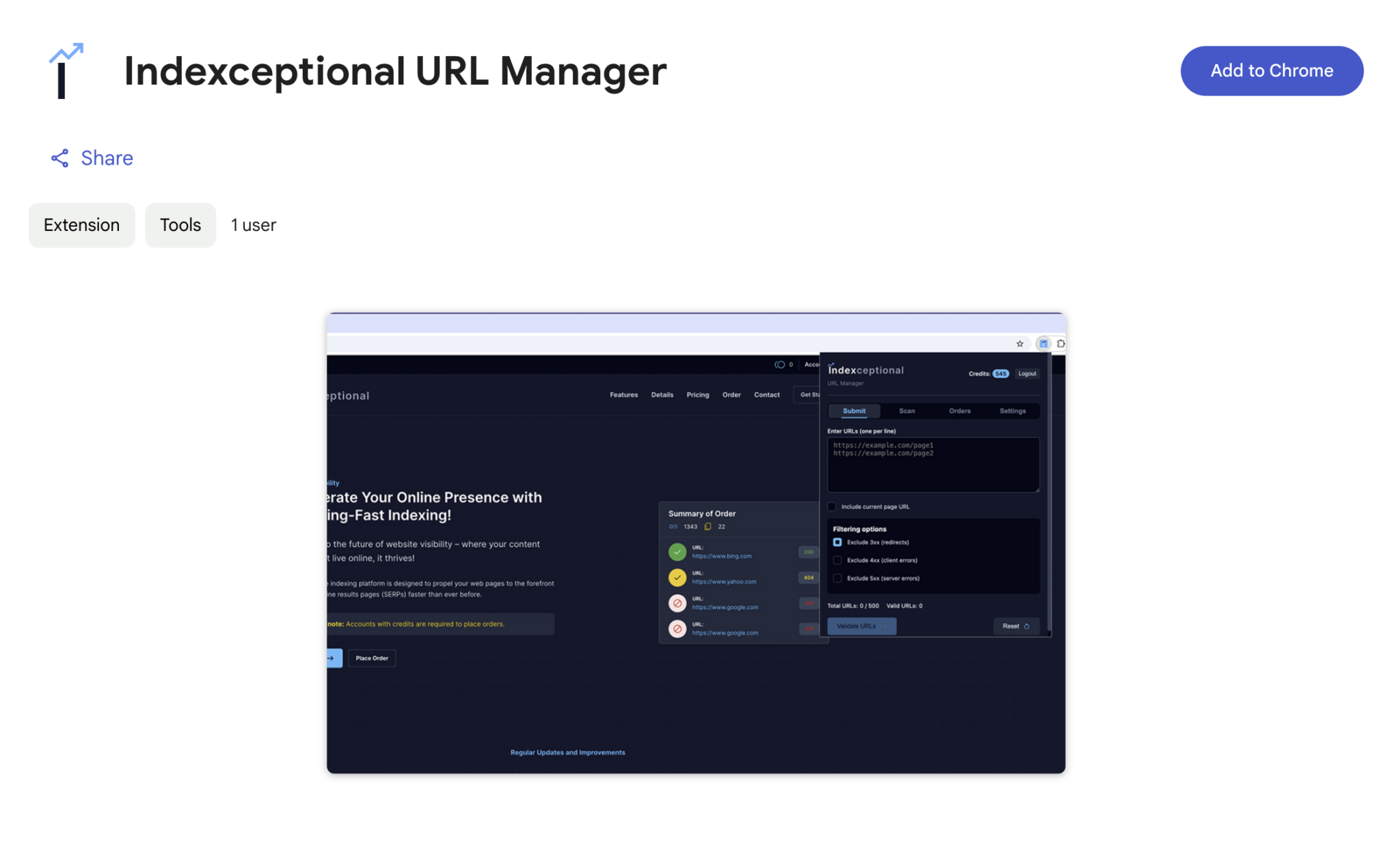 Chrome Extension - Indexceptional